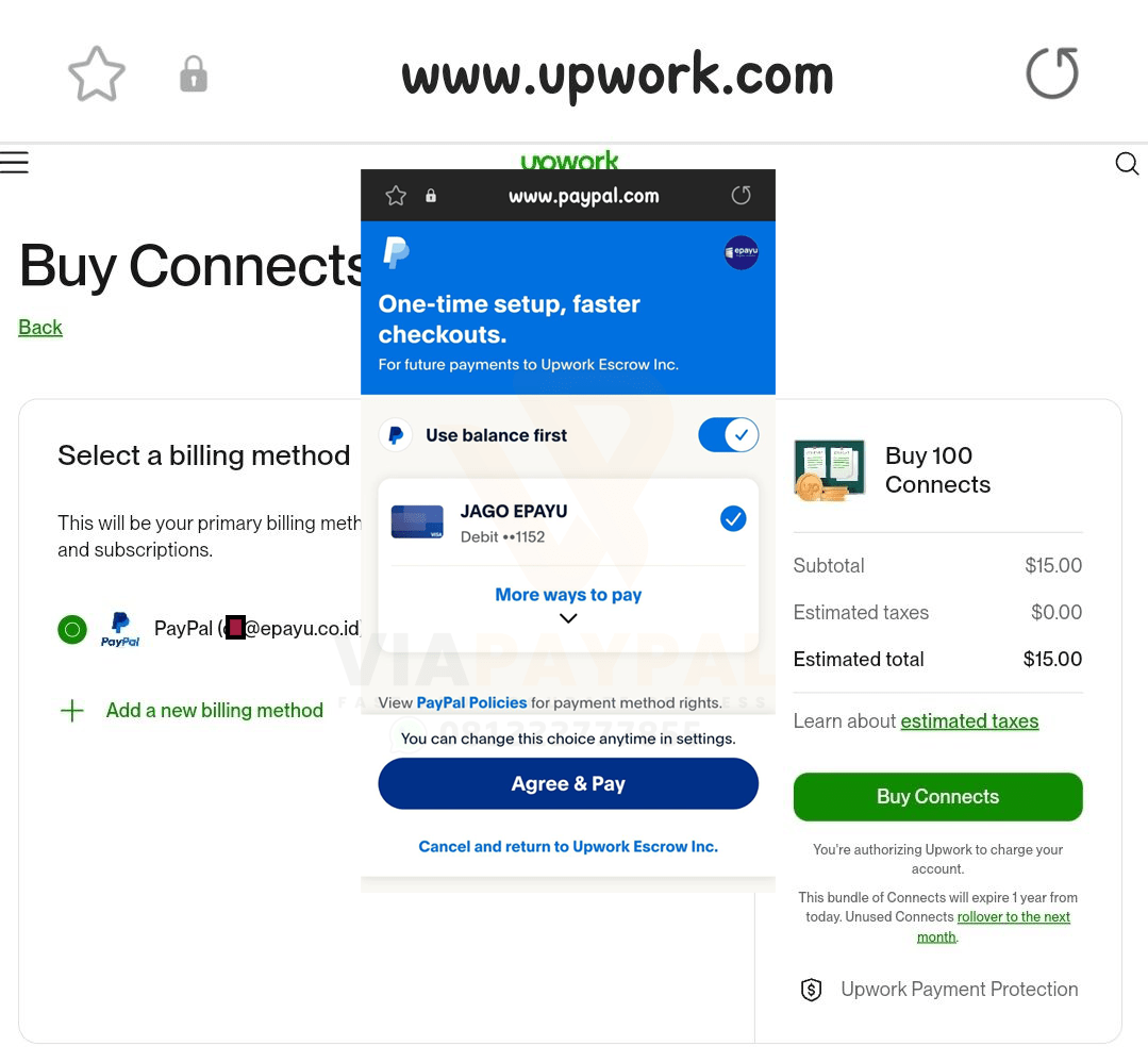 Cara Beli Connects Upwork Tanpa Kartu Kredit - ViaPayPal
